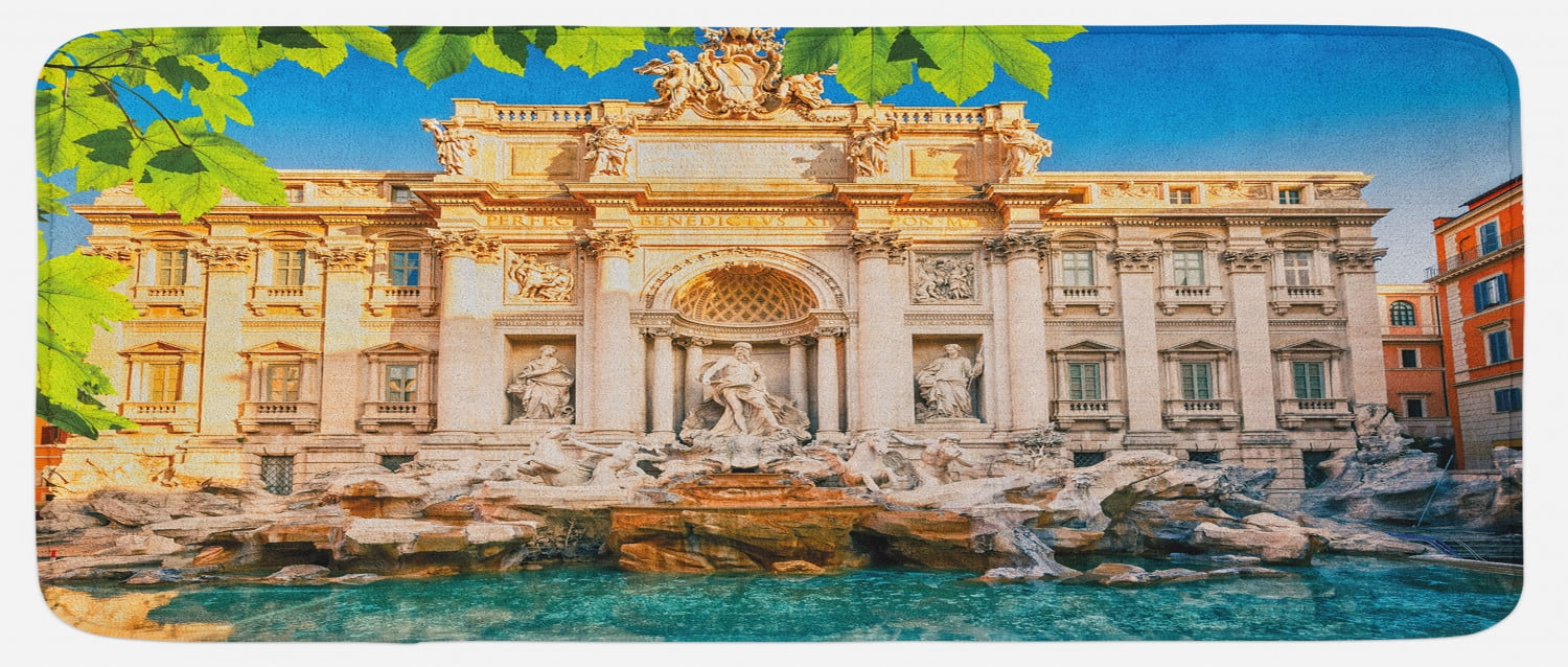 Italy Kitchen Mat, Fountain Di Trevi Famous Travel Destination Tourist ...