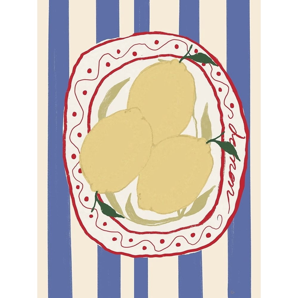 Italy - Lemon - Cobalt Blue Poster Print - A.M (18 x 24) - Walmart.com