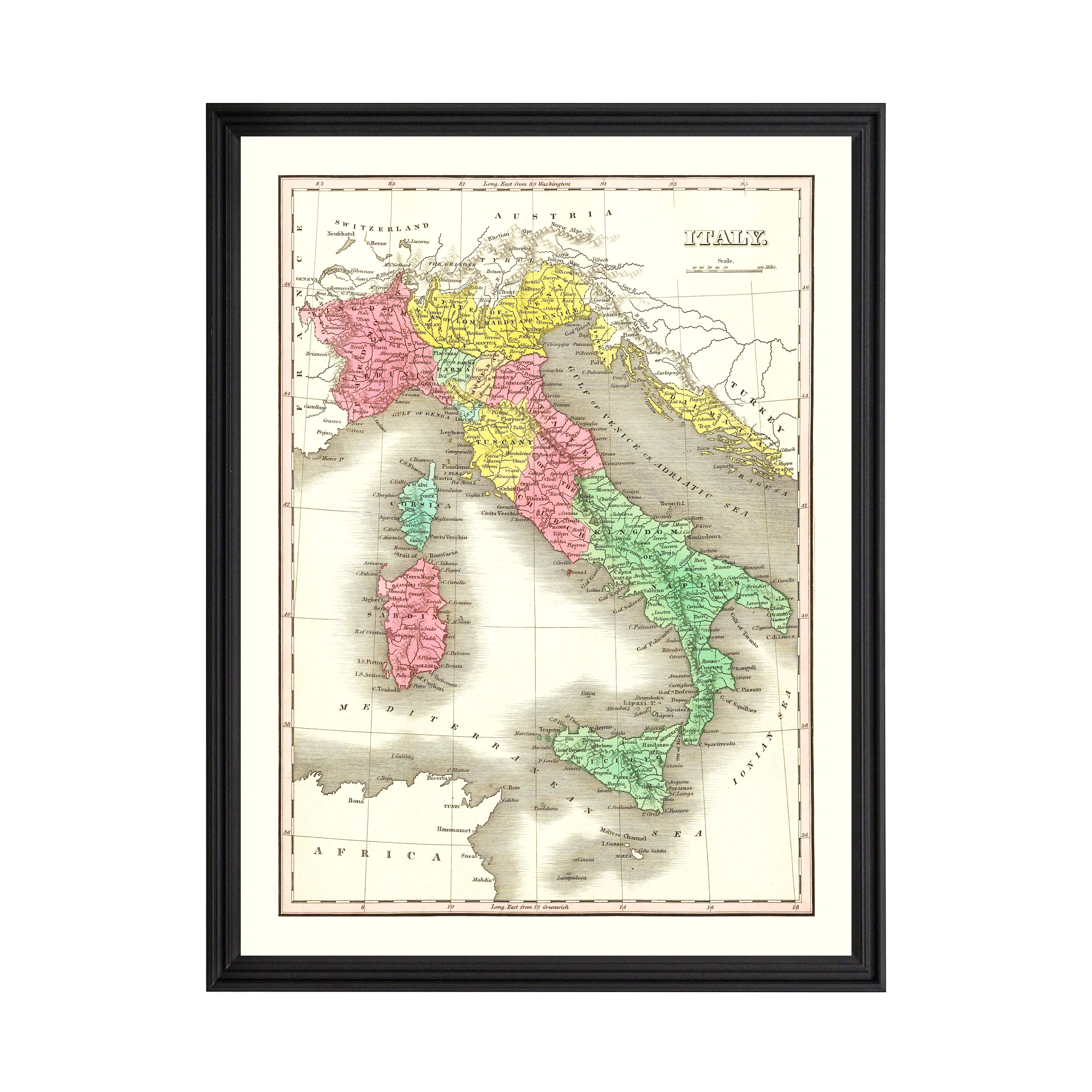 Italy Map, 1831 Vintage Map of Italy History Wall Decor Gift, Old Italy ...