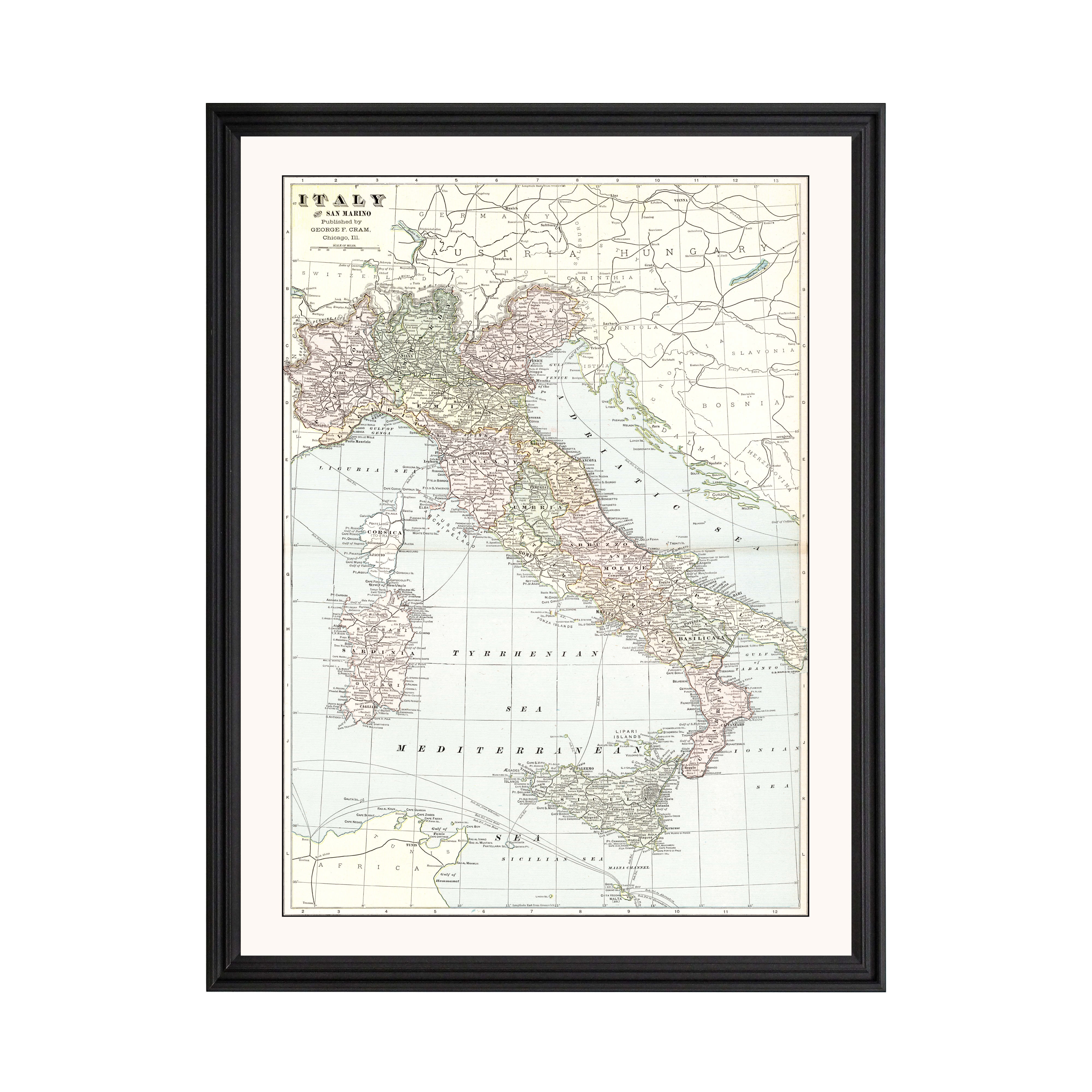 Italy Map, 1901 Vintage Map of Italy History Wall Decor Gift, Old Italy ...
