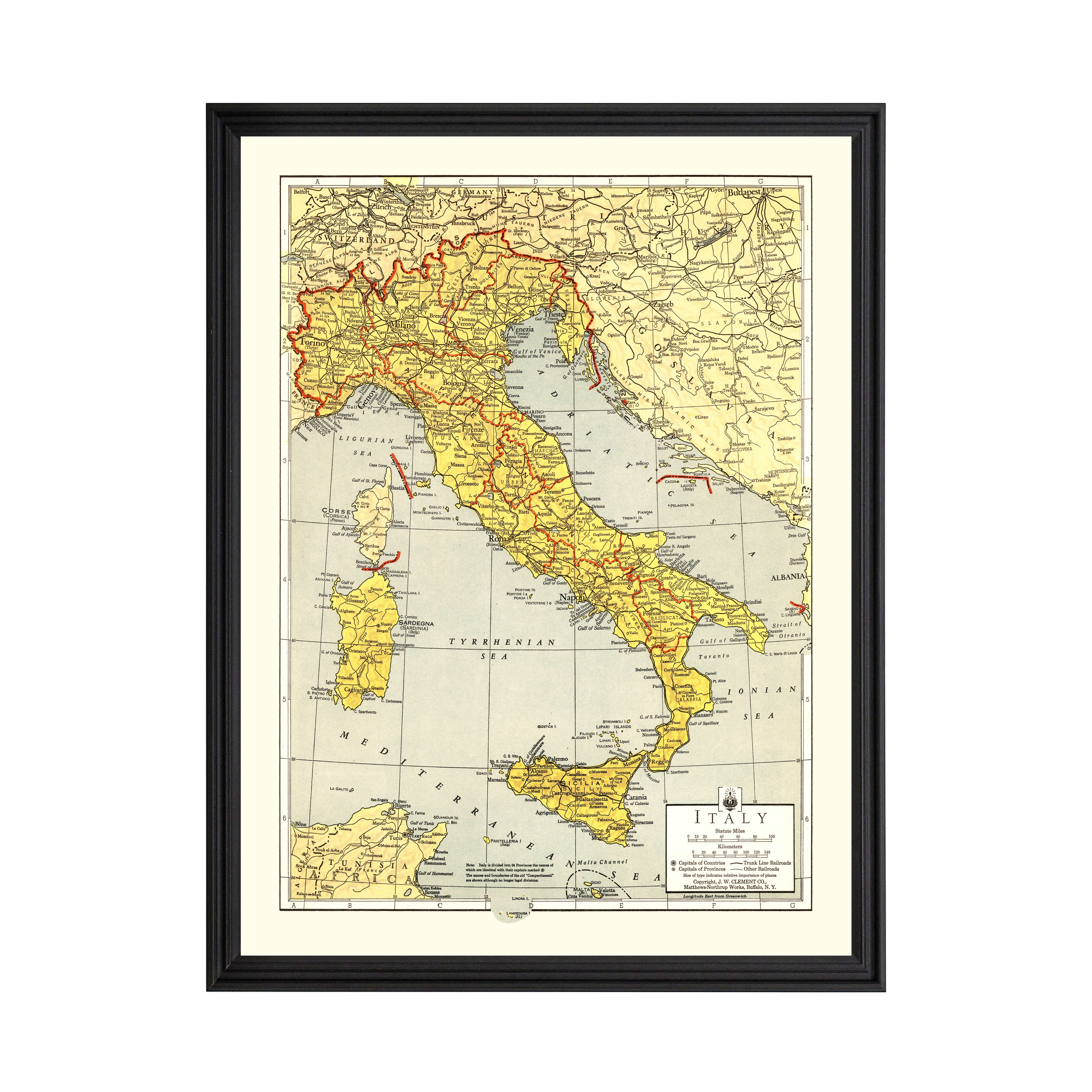 Italy Map, 1943 Vintage Map of Italy History Wall Decor Gift, Old Italy ...
