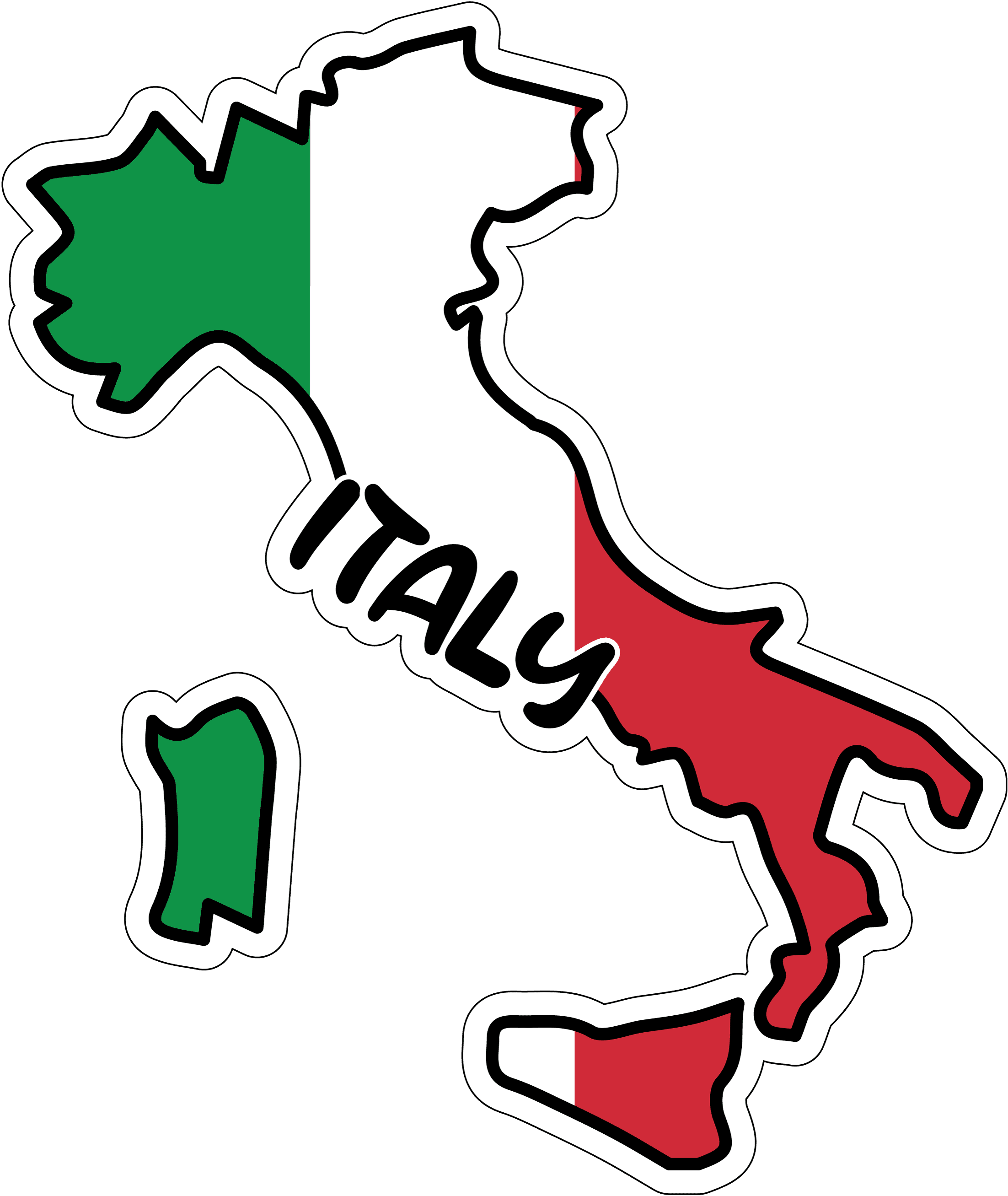 Italy Map Flag Sticker Decal / Italian Republic / Republic of Italy ...