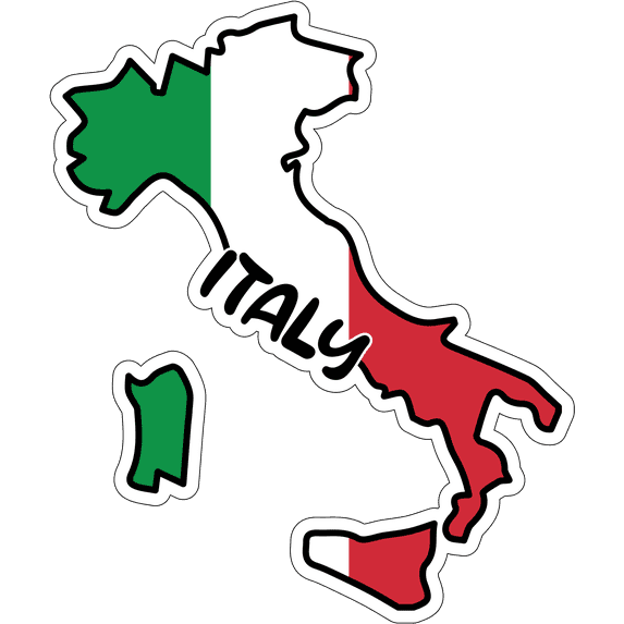 Italy Map Flag Sticker Decal / Italian Republic / Republic of Italy ...
