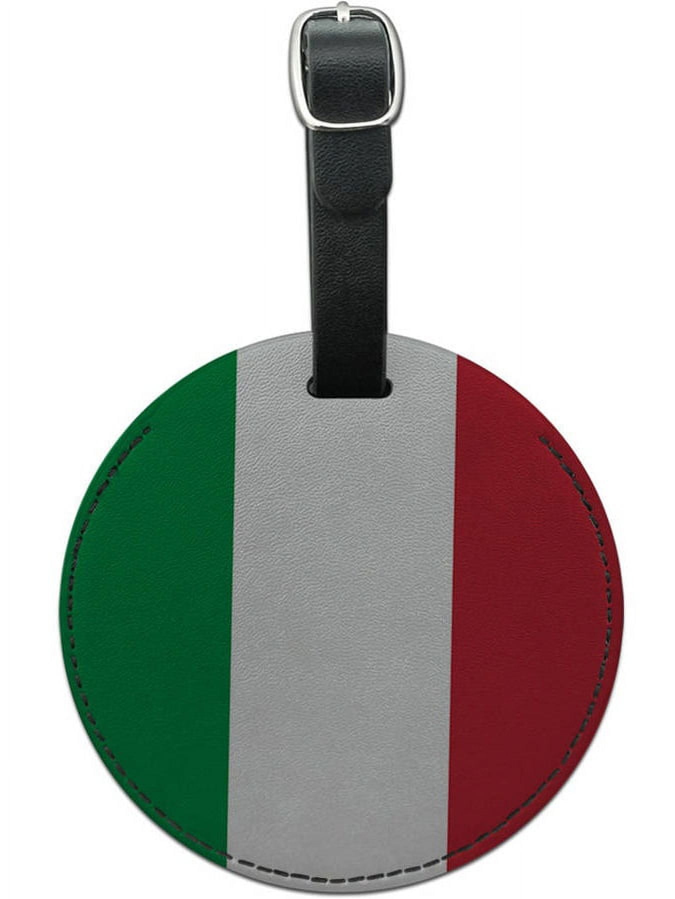 Italy National Country Flag Round Leather Luggage ID Tag Suitcase Carry ...