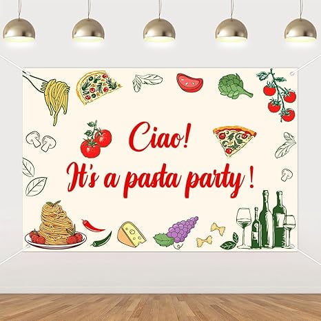 Italy Party Decorations - Ciao! It's a Pasta Party Backdrop 5x3ft ...