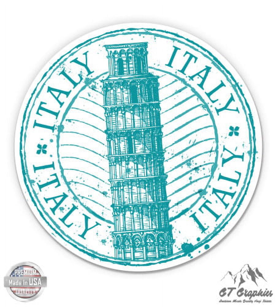 Italy Pisa Travel Stamp - 5" Vinyl Sticker - For Car Laptop I-Pad ...