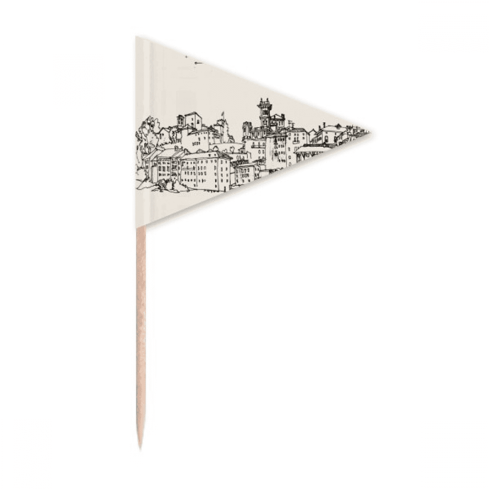 Italy Rome Country Sketch Landscape Toothpick Triangle Cupcake Toppers ...