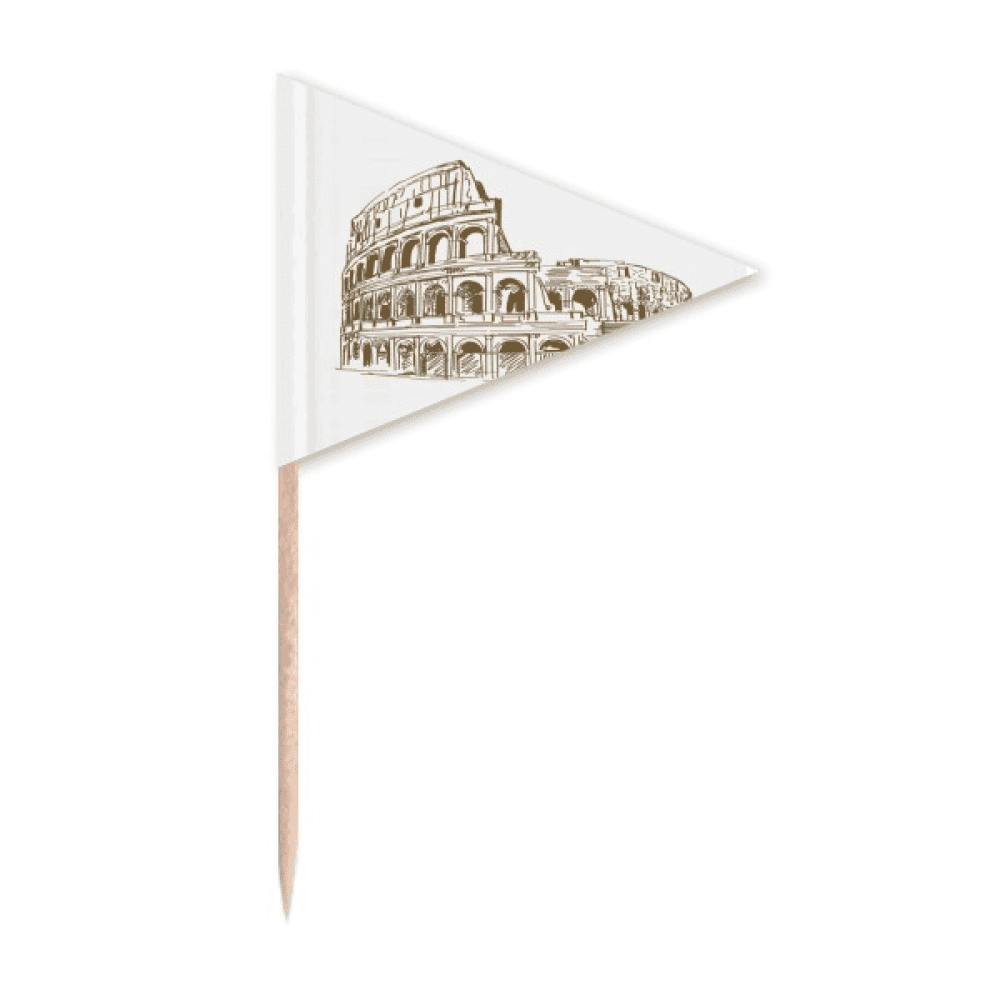 Italy Rome Landmark Sketch Landscape Toothpick Triangle Cupcake Toppers ...