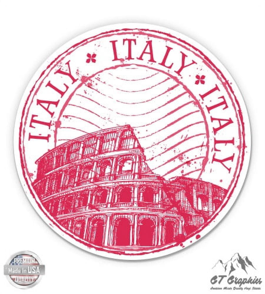 Italy Rome Travel Stamp Colosseum - 12" Vinyl Sticker Waterproof Decal ...