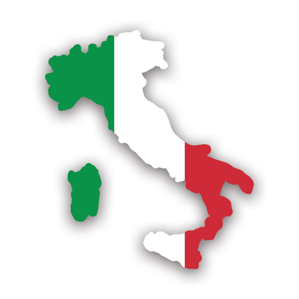 Italy Shaped Italian Flag Sticker Decal - Self Adhesive Vinyl - Weatherproof - Made in USA ...
