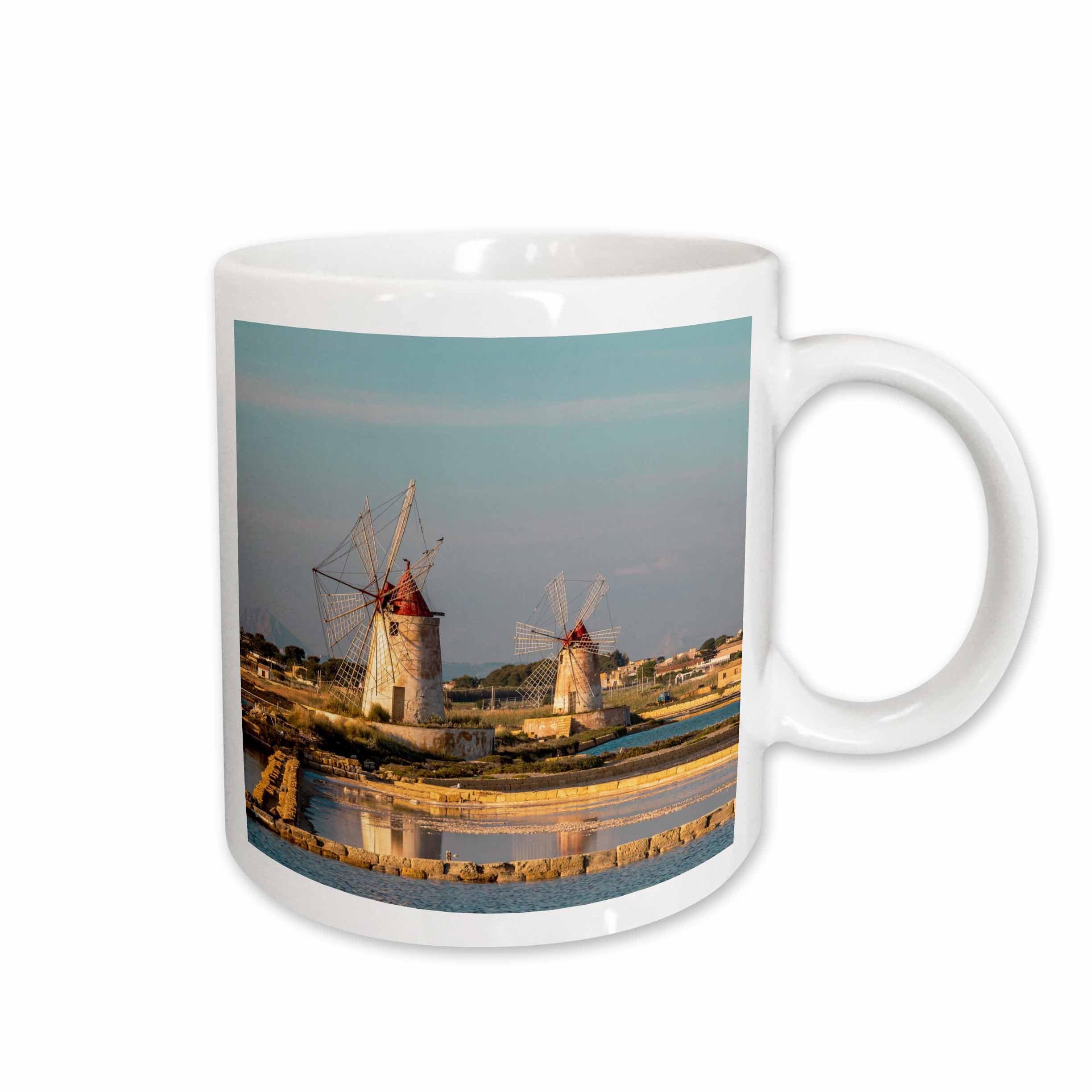 3drose, Italy, Sicily, Marsala. Windmills at the Salt Evaporation Ponds ...