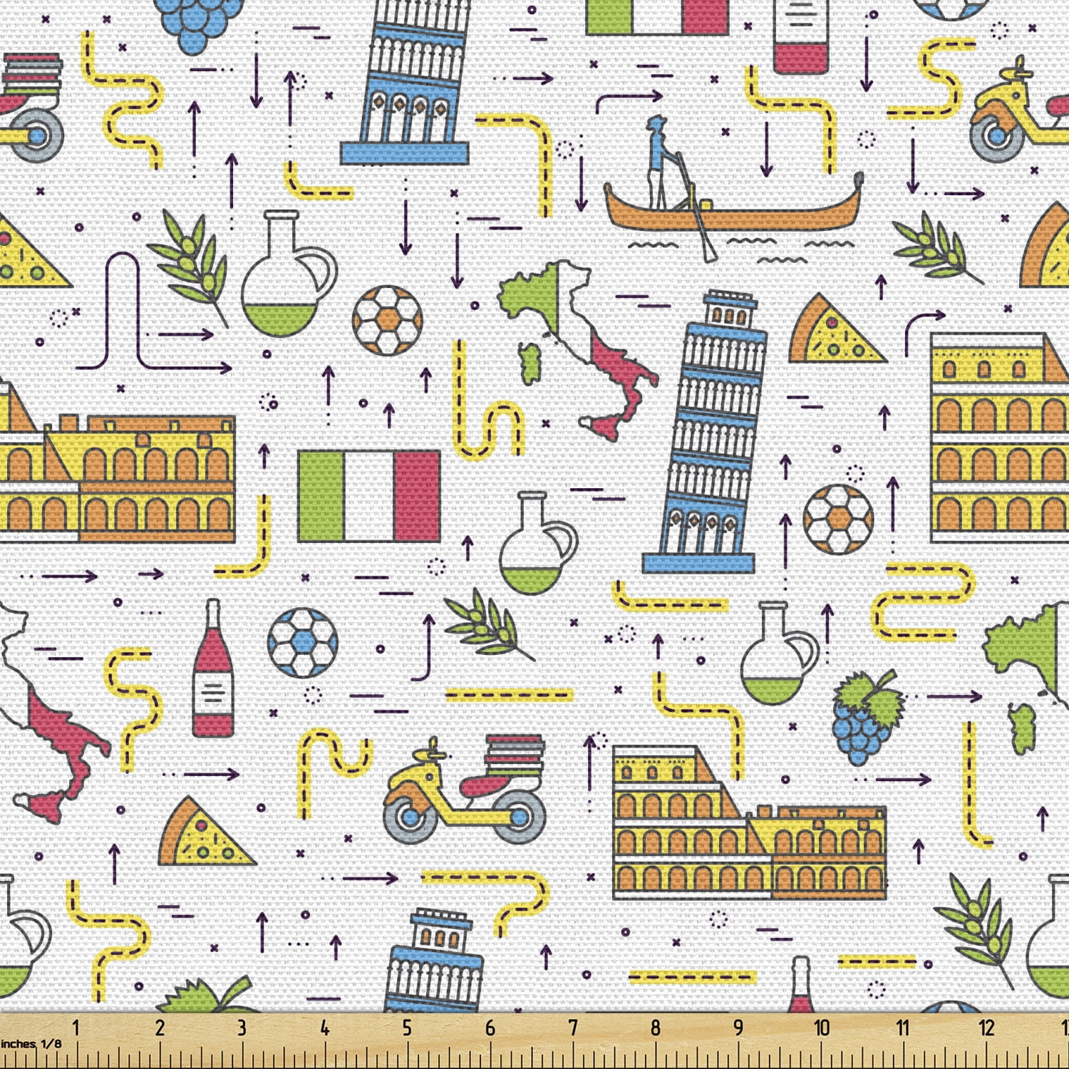Italy Sofa Upholstery Fabric by the Yard, Italian Symbols Historical ...