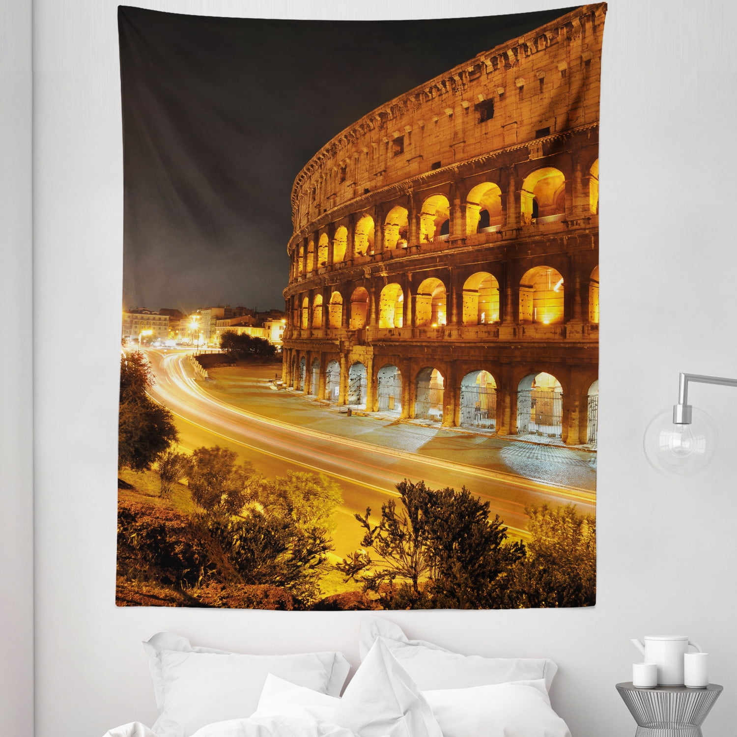Italy Tapestry, Colosseum at Night Scenery Rome European City Heritage ...