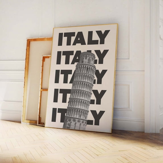 Italy Travel Poster Leaning Tower Of Pisa Exhibition Neutral Wall Art ...