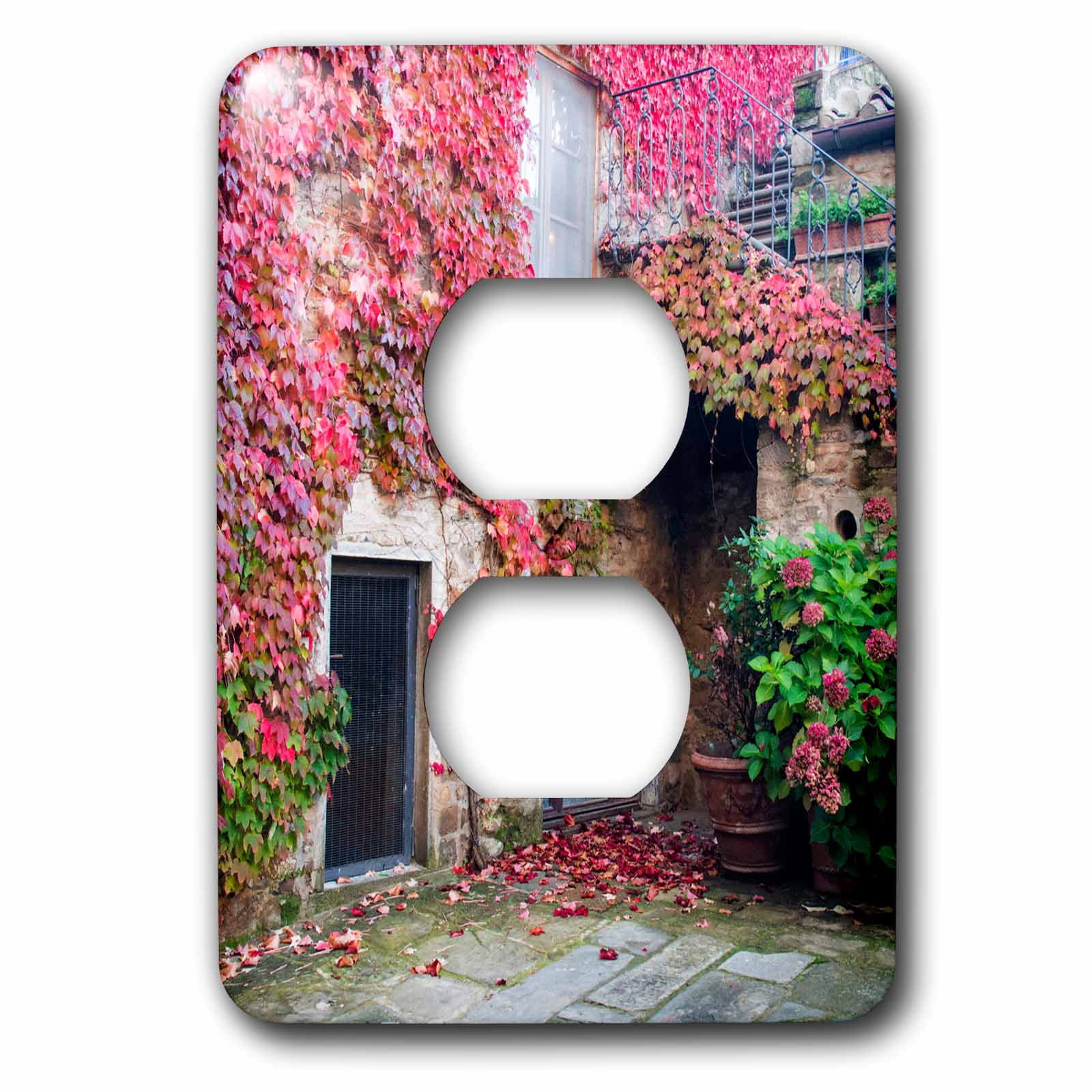 3dRose, Italy, Tuscany, Volpaia. Red ivy covering the walls of ...