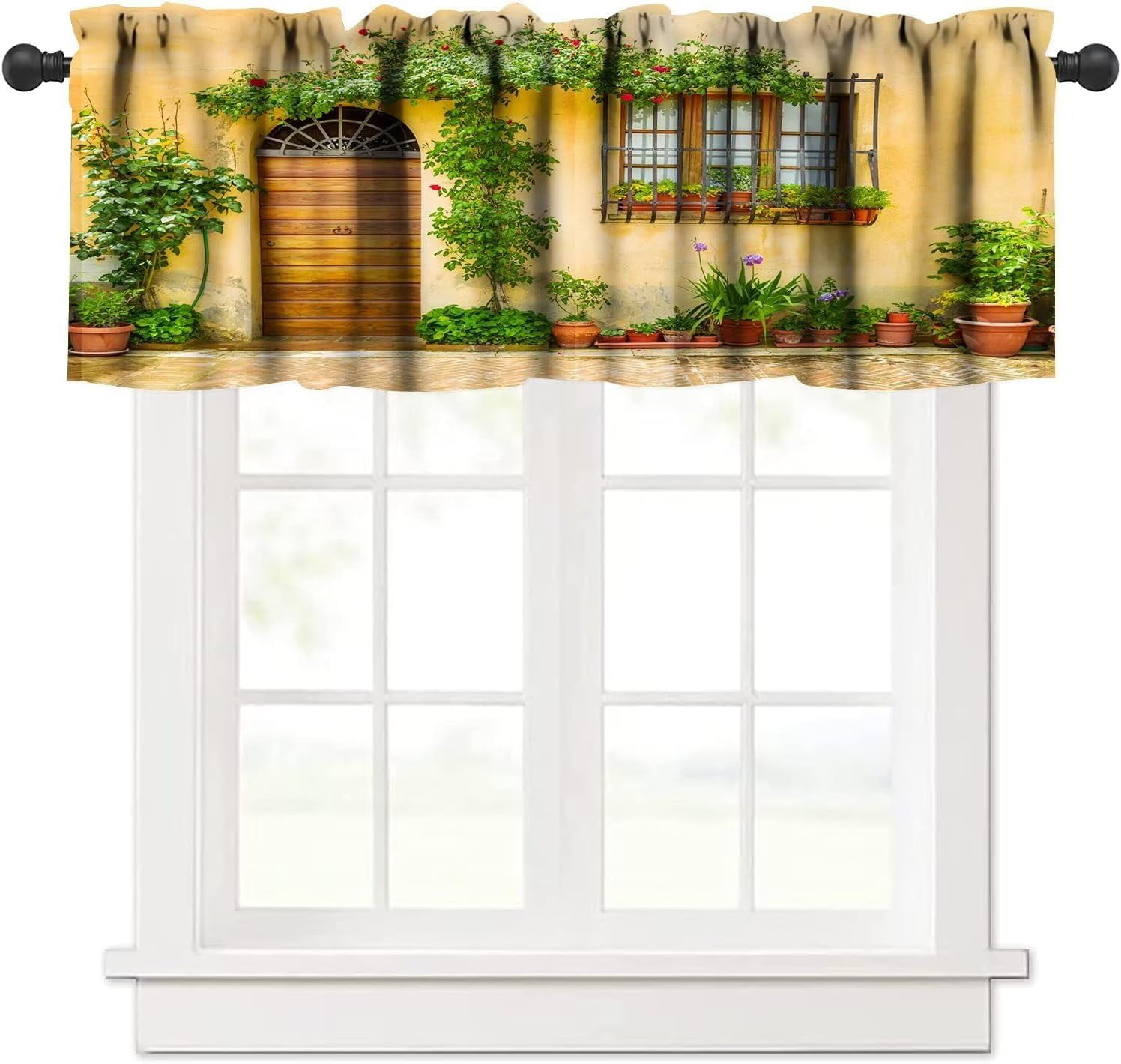 Italy Valance Curtain Porch Different Flowers Pots Fresh Plants City ...
