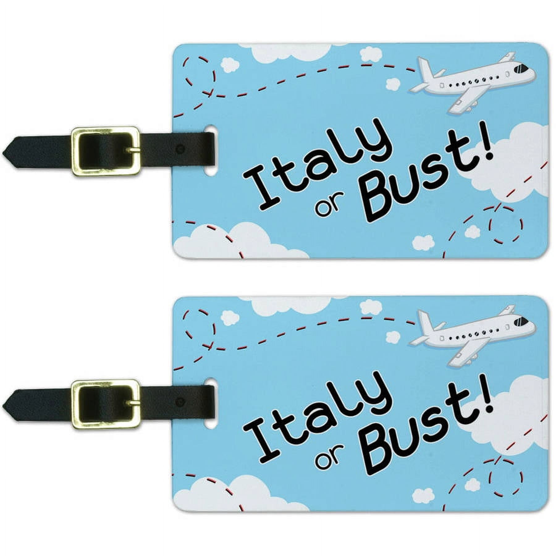 Italy or Bust Flying Airplane Luggage Suitcase Carry-On ID Tags, Set of ...