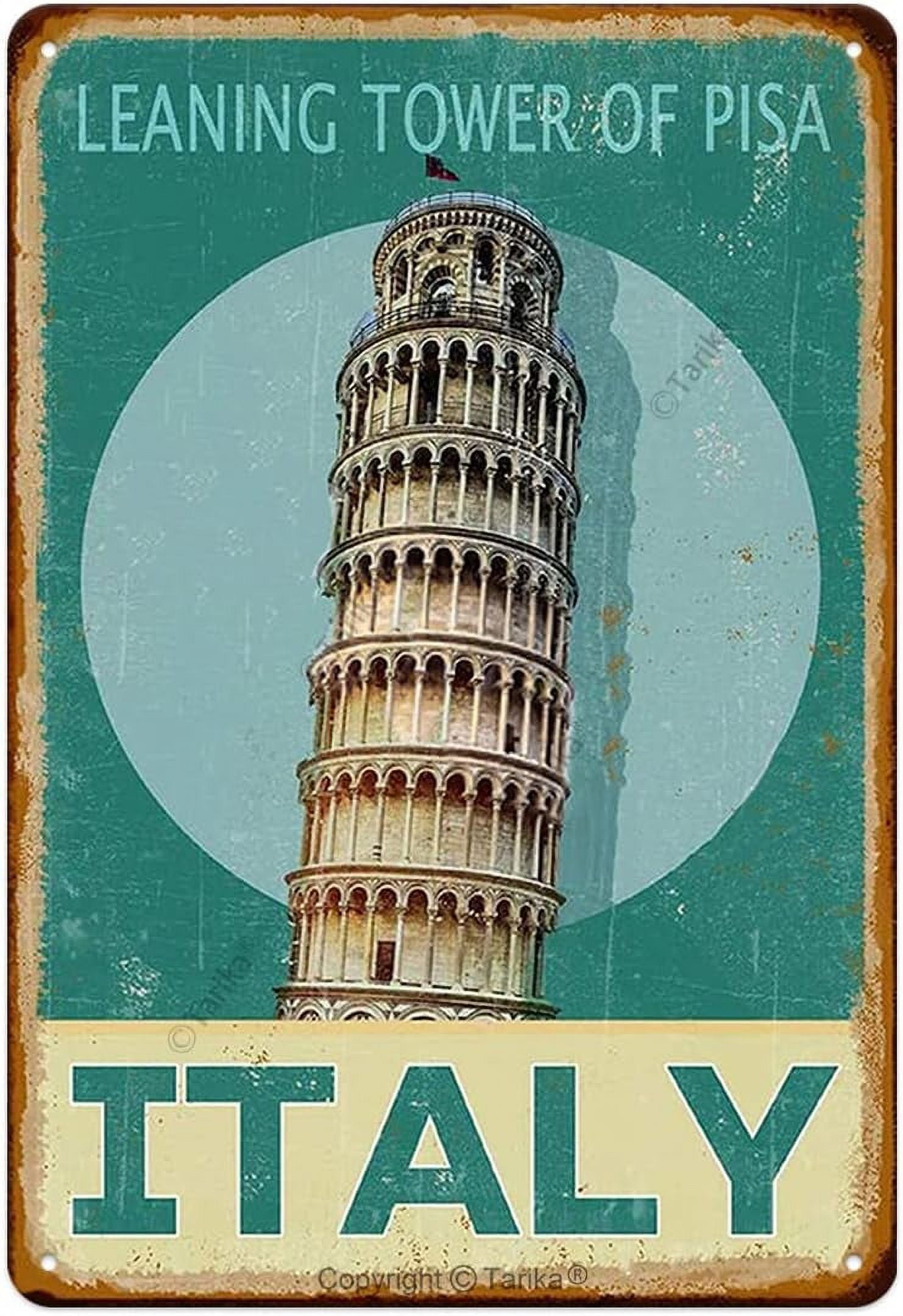 Italyleaning Tower of Pisa Iron Poster Painting Tin Sign Vintage Wall ...