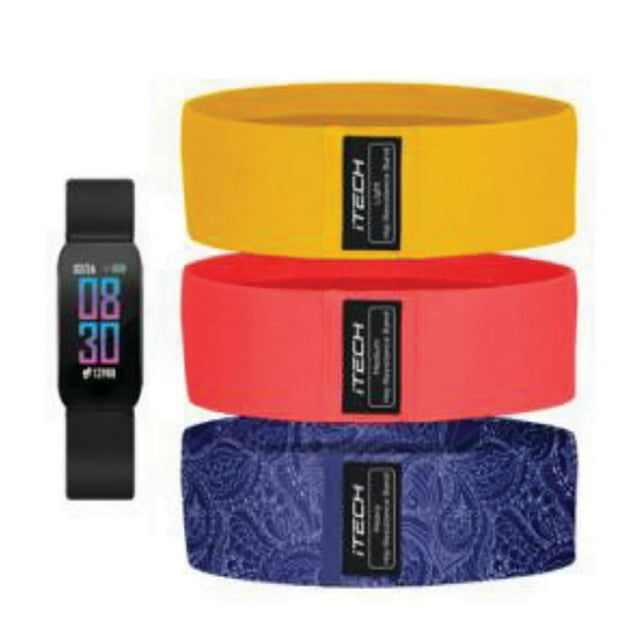 Itech Active Black Unisex Adult Fitness Tracker Smartwatch Bundle w/ 3 ...