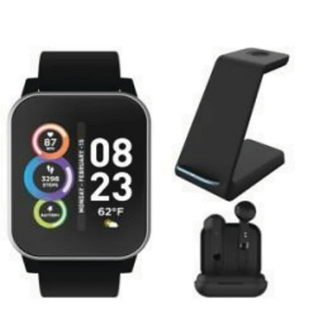 Itech Fusion 2 Unisex Adult Smartwatch w/ Bluetooth Earbuds&Charging ...