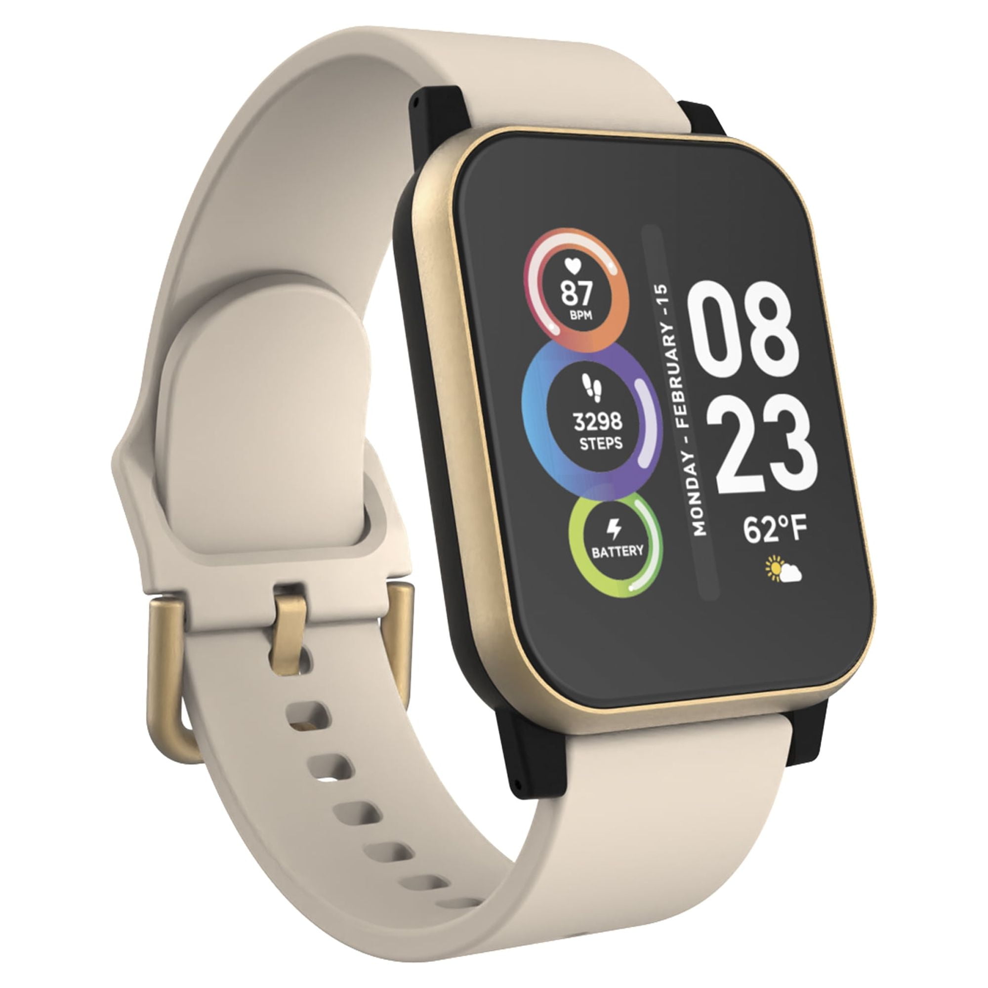 Itech Fusion 2S Unisex Adult Smartwatch w/ Multi-Sport, Gold/Beige ...