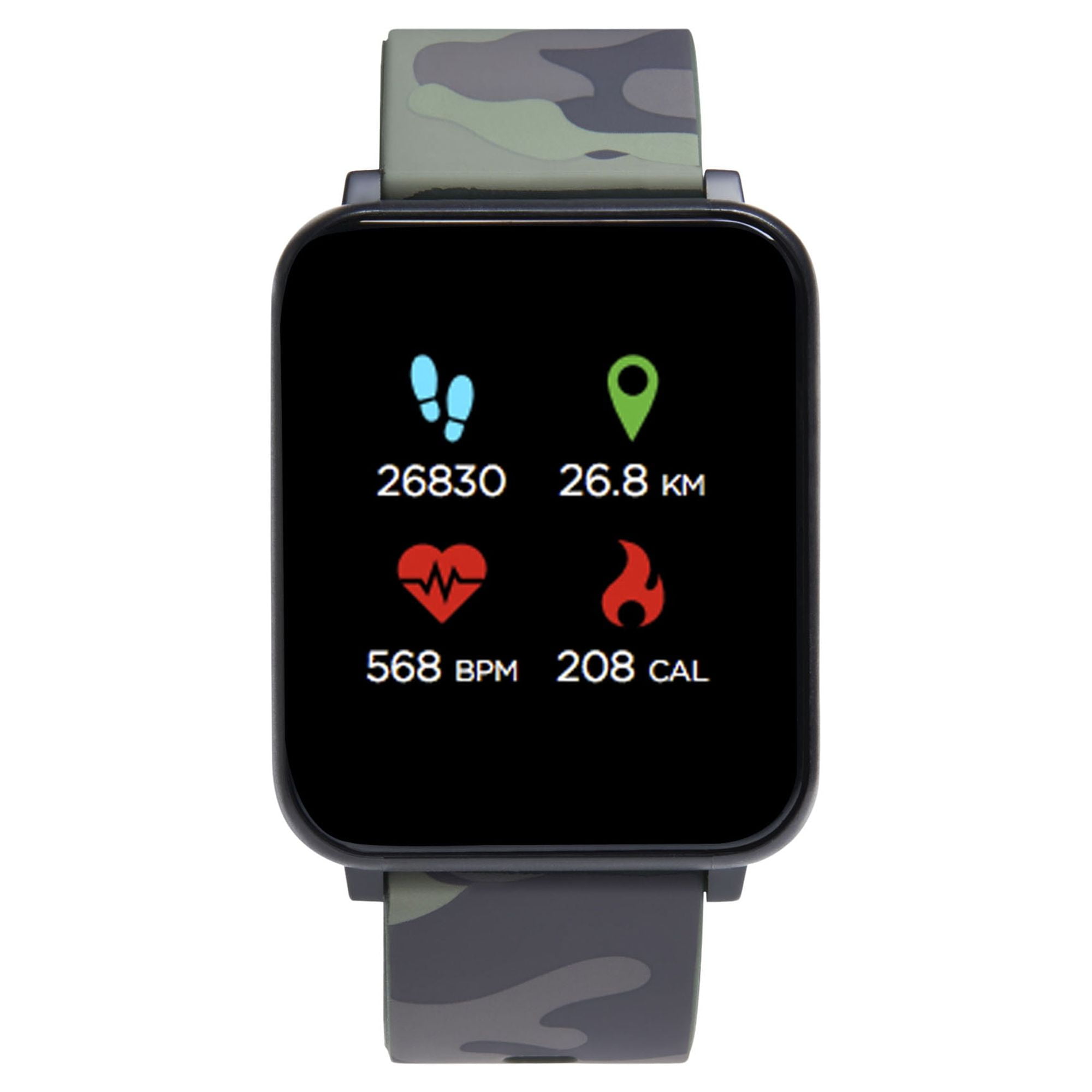 Itech Fusion Unisex Adult Round Smart Watch w/ Multi-Sport Black/Camo ...