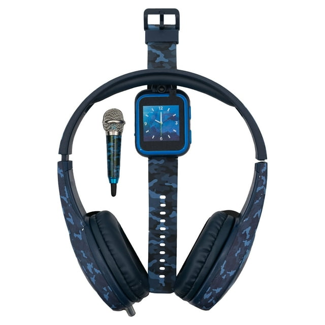 Itech Jr Unisex Kids Smartwatch with Mini Mic & Headphones, Blue Camo ...