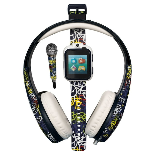 Itech Jr Unisex Kids Smartwatch with Mini Mic & Headphones, Multi Print ...