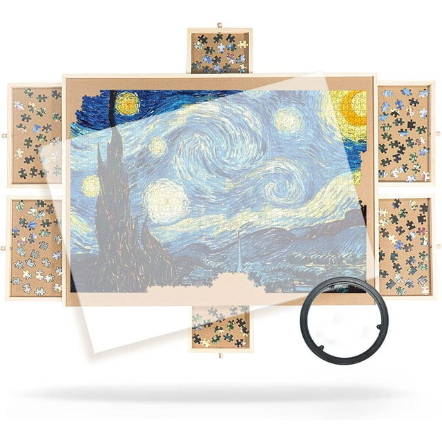 Itechjoy 1500 Piece Rotating Puzzle Board with Drawers and Cover ...