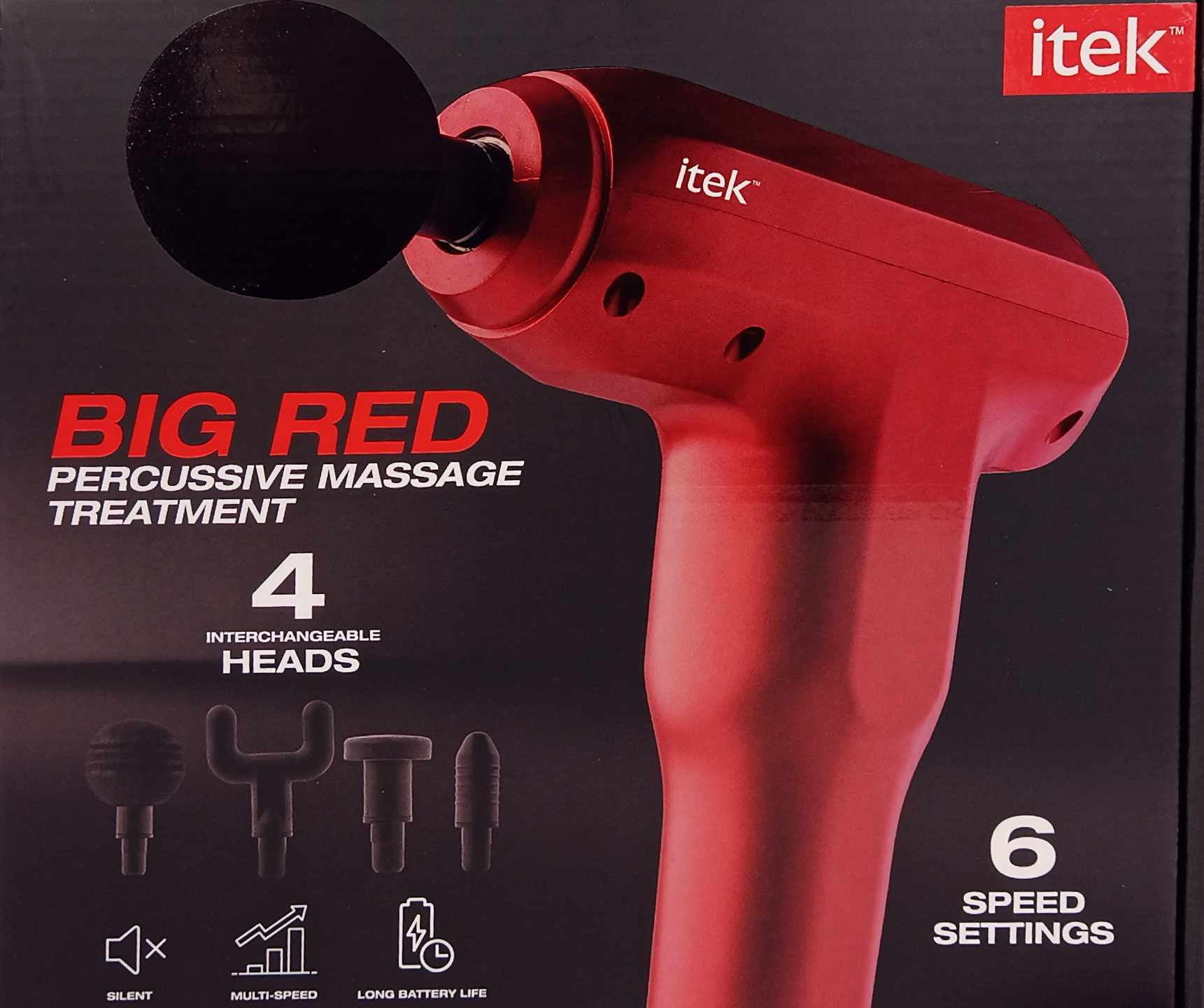 Itek Big Red Percussive Massage Gun, Deep Tissue, Neck Massager, 4 ...