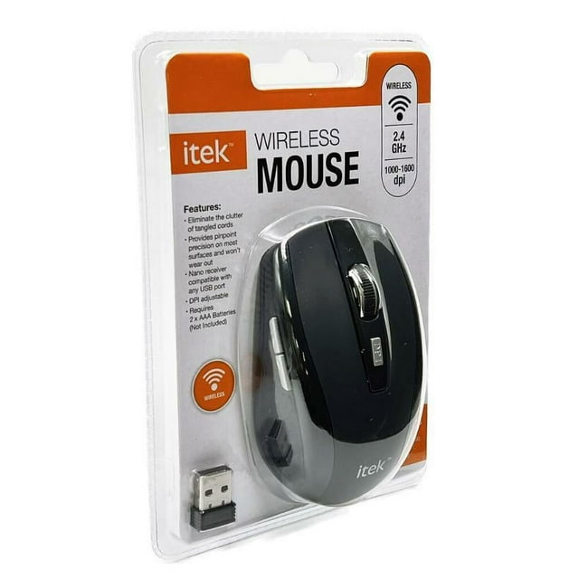 Itek Wireless Mouse 2.4 ghZ 1000-1600 DPI - Walmart Business Supplies