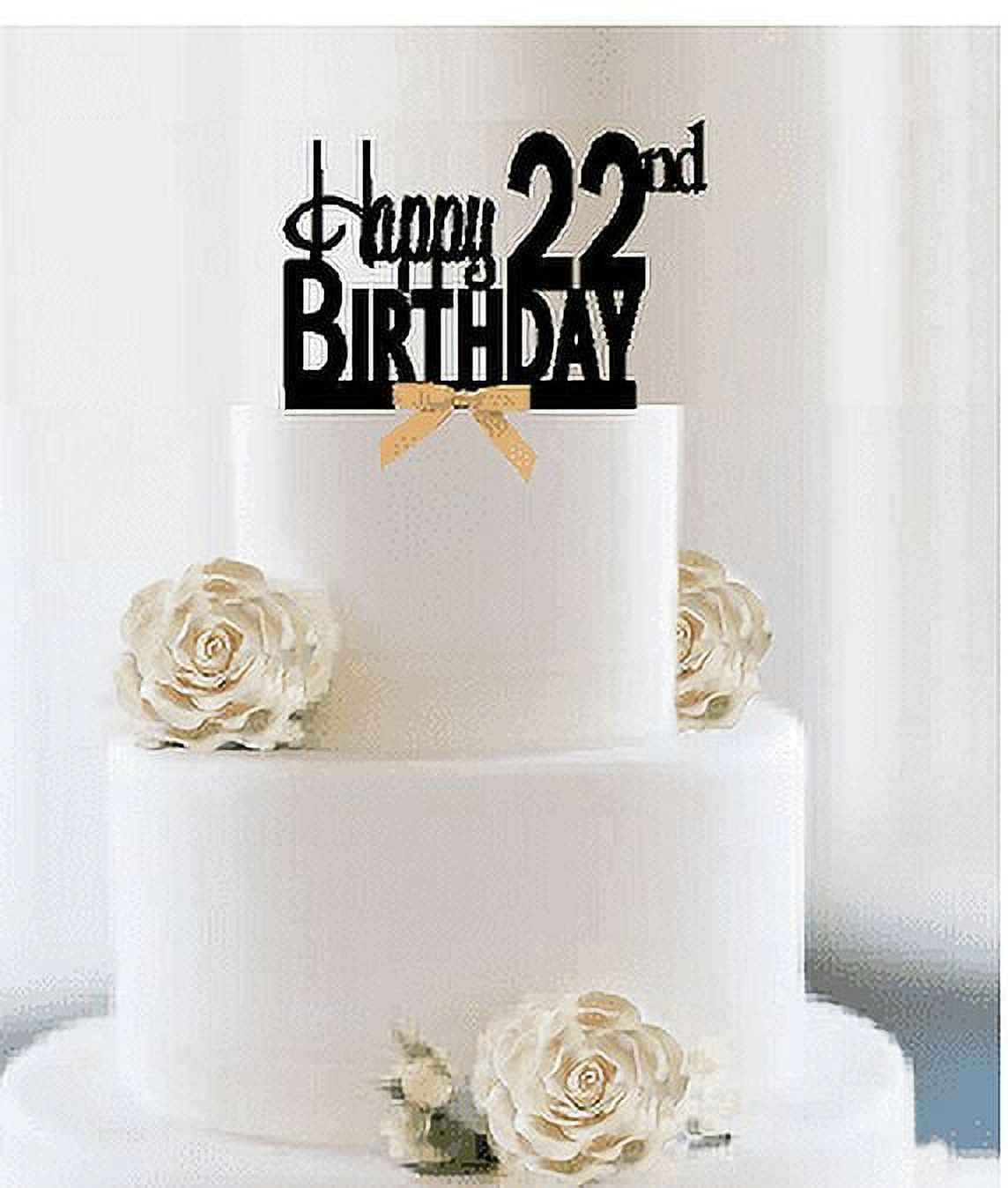 Item#022CTGR - Happy 22nd Birthday Elegant Cake Decoration Topper with ...