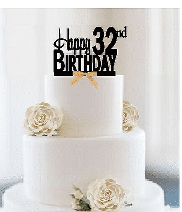 Item#032CTGR - Happy 32nd Birthday Elegant Cake Decoration Topper with ...