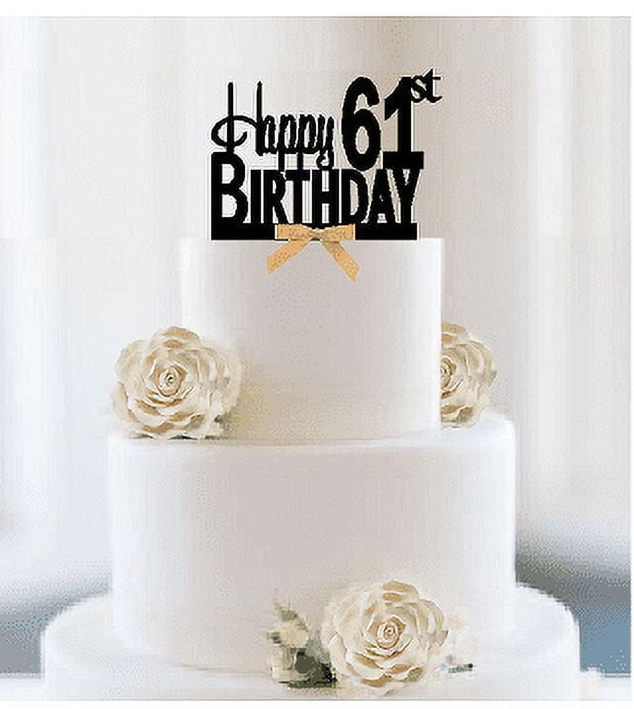 Item#061CTGR - Happy 61st Birthday Elegant Cake Decoration Topper with ...