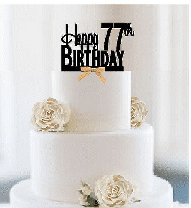 Item#077CTGR - Happy 77th Birthday Elegant Cake Decoration Topper with ...