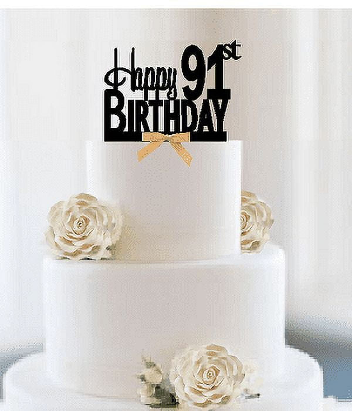 Item#091CTGR - Happy 91st Birthday Elegant Cake Decoration Topper with ...