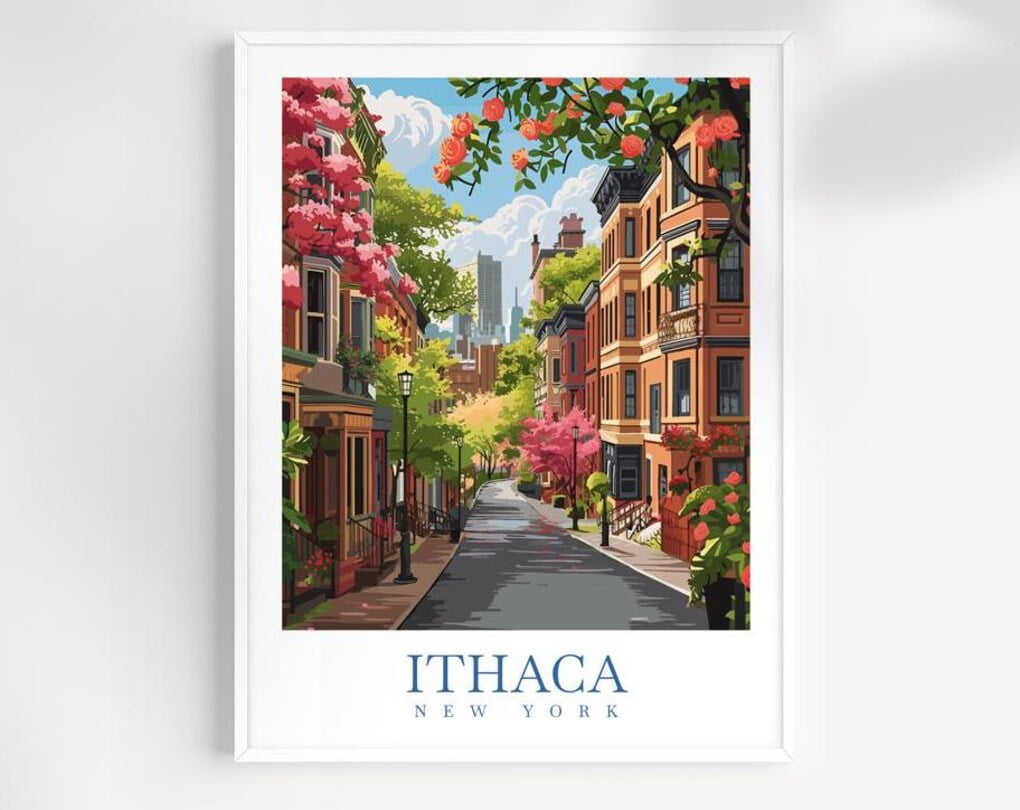 Ithaca Travel Print Wall Art New York Wall Hanging Home Décor Ithaca ...