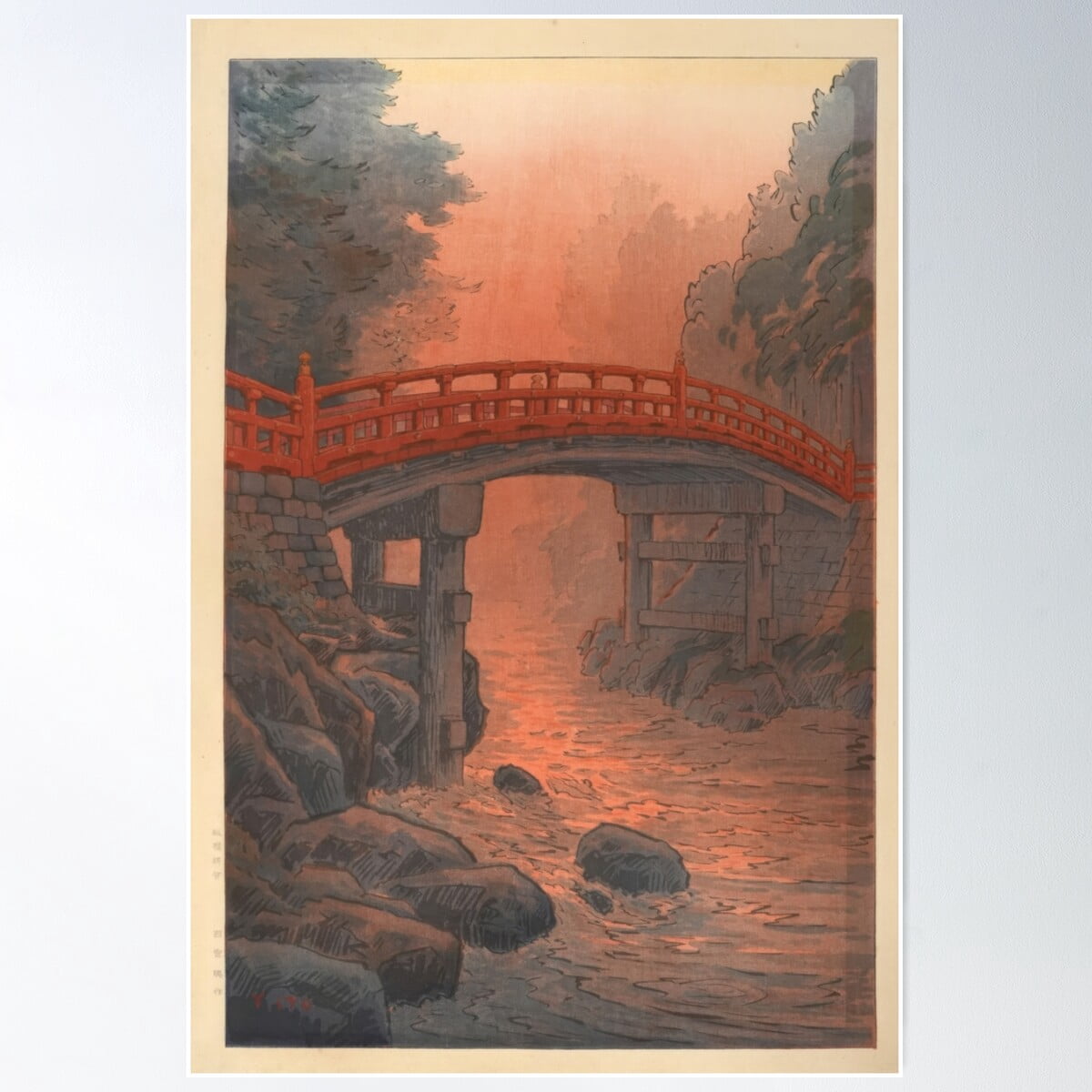 Ito, Yuhan Sacred Bridge In Nikko Kawase Hasui Poster Wall Art, Modern ...