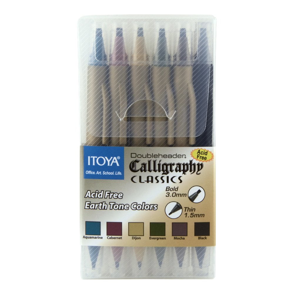 Itoya Doubleheader Calligraphy Marker Set, 2 Chisel Tips, 1.5mm and 3 ...