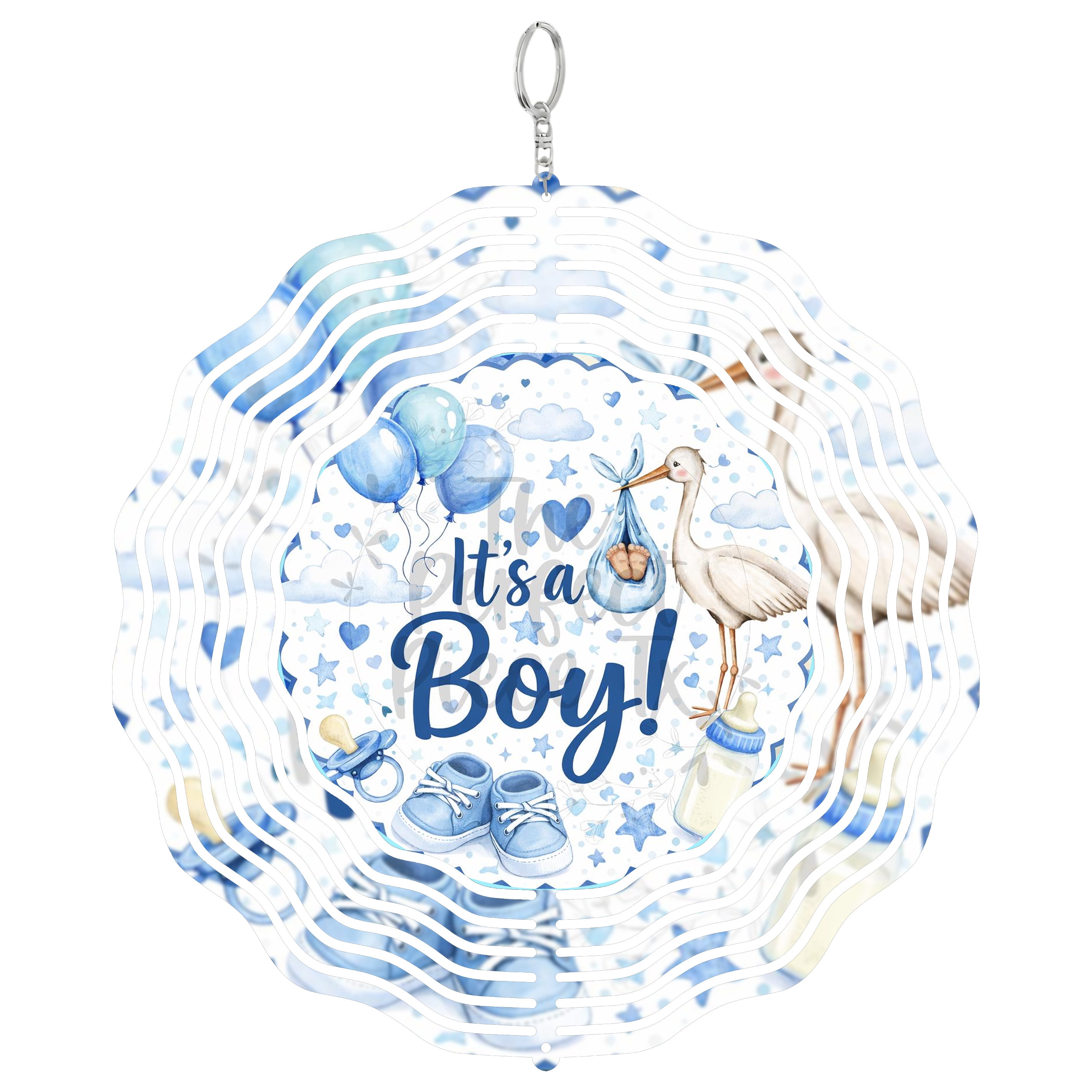 Its A Boy 3D Wind Spinner Stainless Steel Baby Shower Garden Decor ...