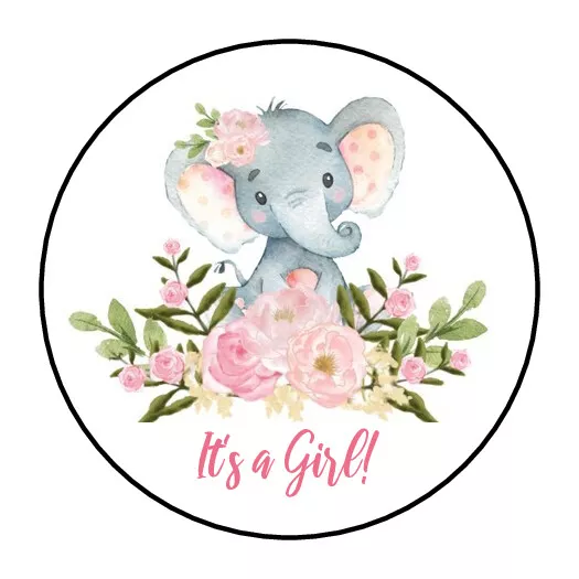 Its A Girl Jungle Animal Round Stickers Favor Labels Phone Decal Water ...