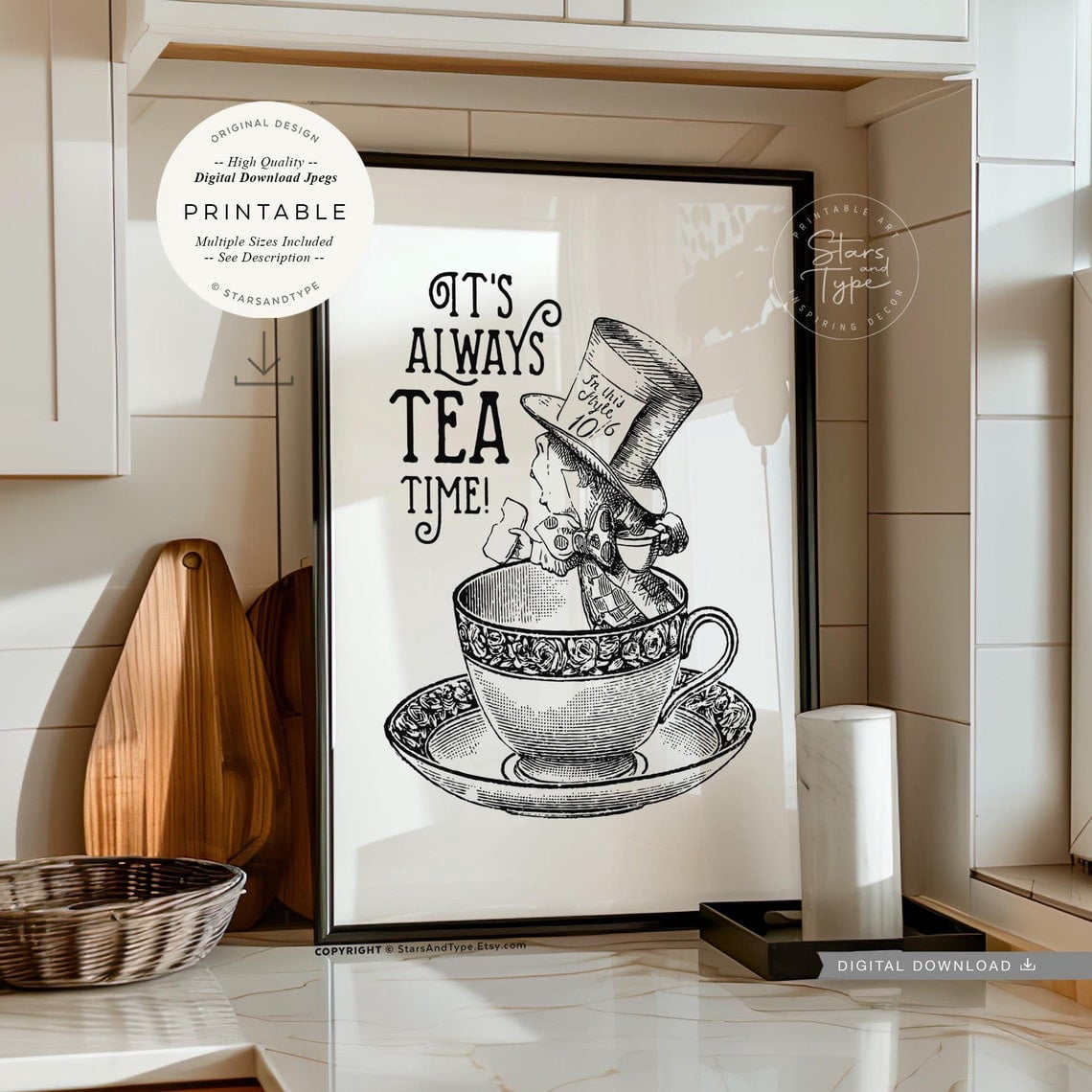 Its Always Tea Time Wonderland Poster, Unframed Size 24x36 - Walmart.com