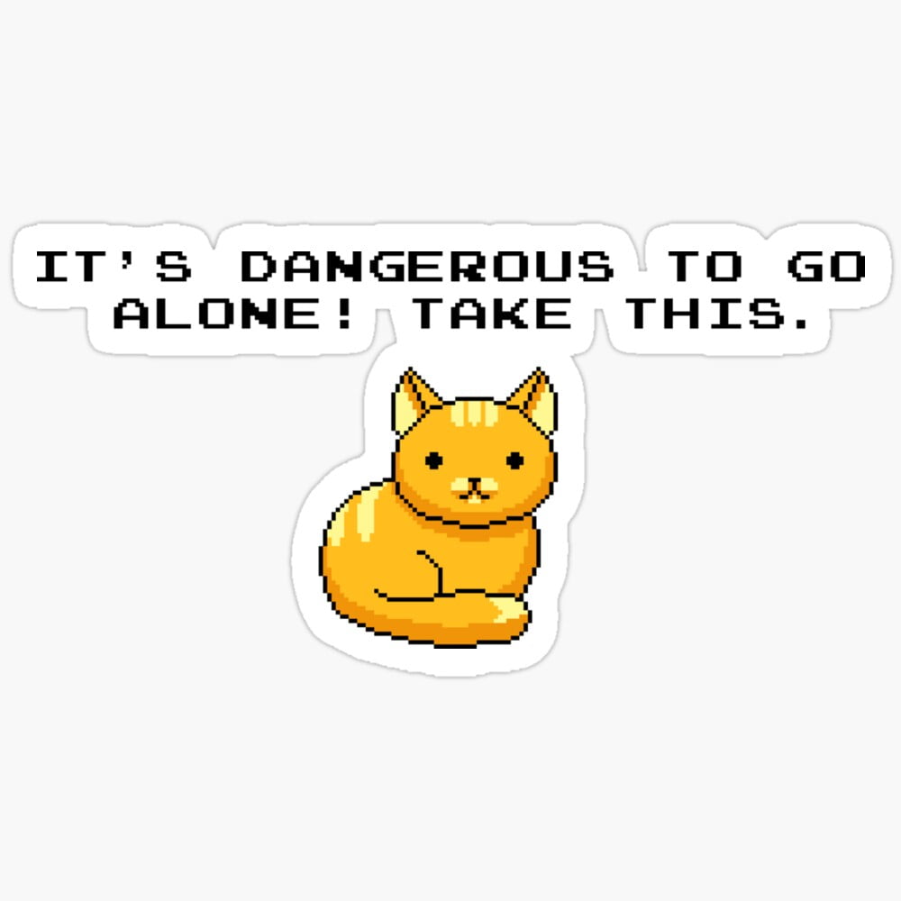 Its Dangerous To Go Alone Take This Cat Sticker Phone Decal Water ...