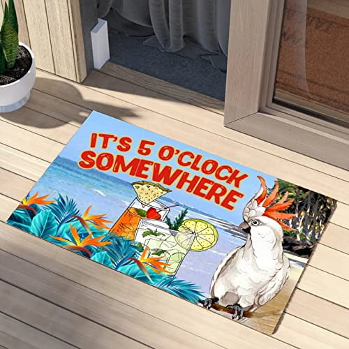 Its Five O' Clock Somewhere Parrot Mat Vintage Summer Beach House ...