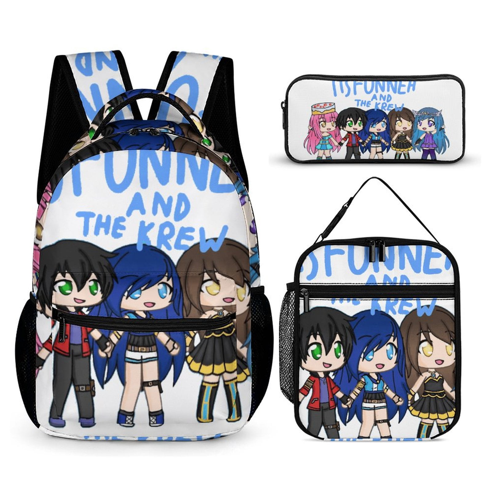 Its Funneh And The Krew 3 Piece Backpack Set Anime Casual Daypack with ...