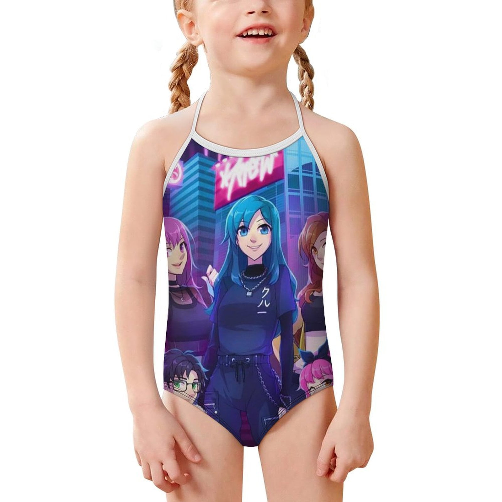 Its Funneh Children's Strap Swimsuit Girls' One Piece Swimsuit Kawaii ...