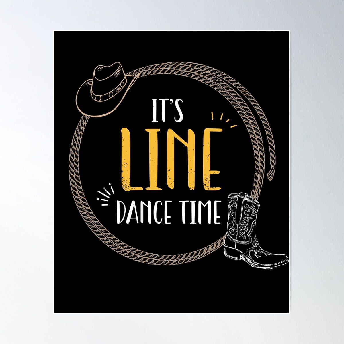 Its Line Dance Time Line Dancing Poster Wall Art, Modern Wall Decor For ...