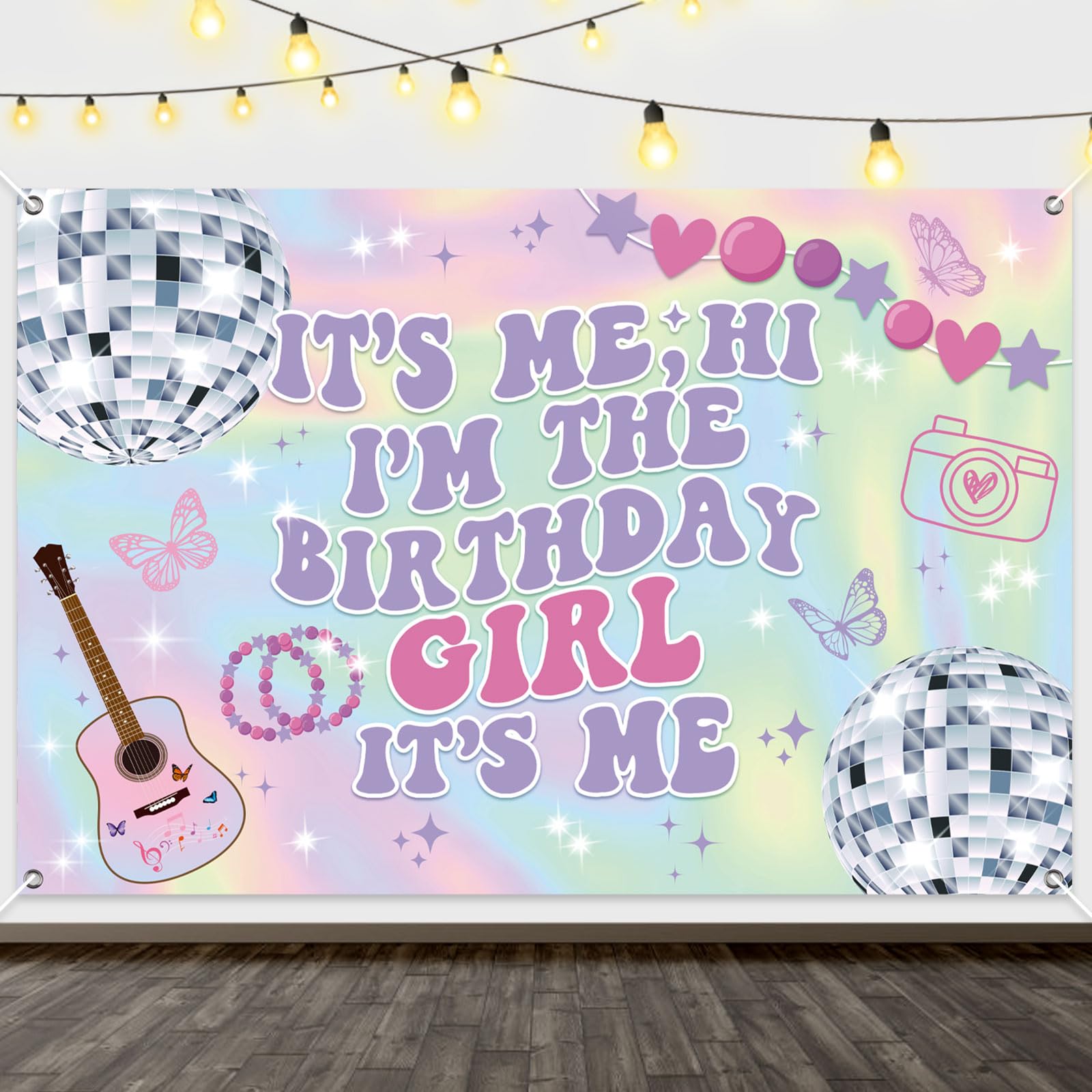 Its Me Hi Im The Birthday Girl Its Me Backdrop, Iridescent Happy ...