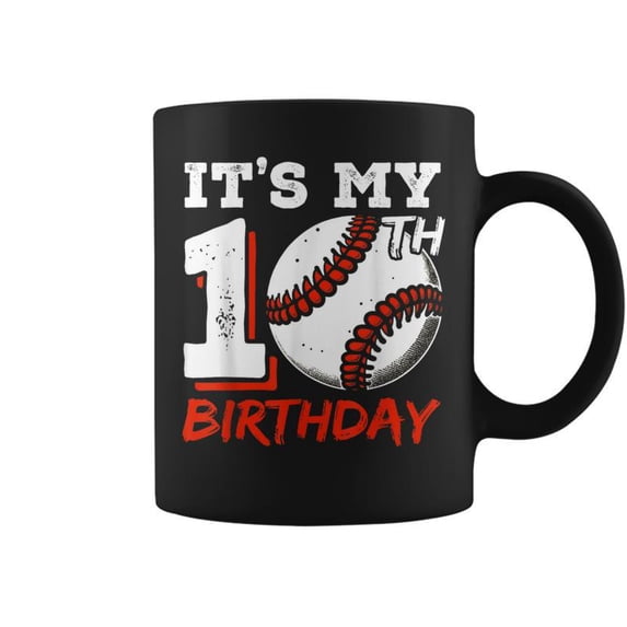 Its My 10Th Birthday Baseball Player 10 Years Old Boys Bday Coffee Mugs ...