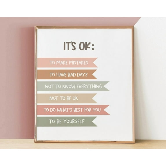 Its Ok, Girls Wall, Neutral Rainbow, Boho Nursery Decor, Kids Room ...